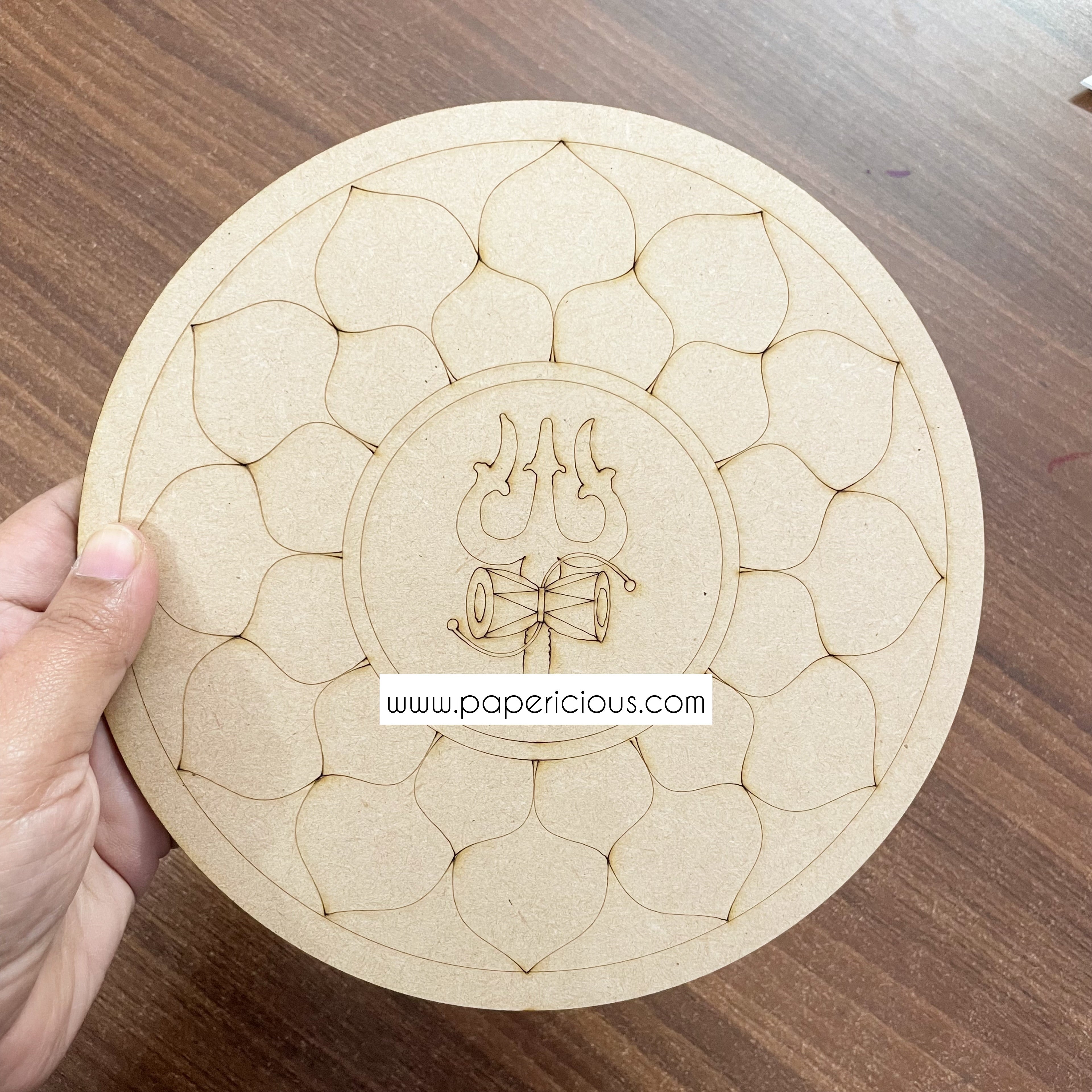 Pre Marked MDF Base - Trishul and Damru Mandala