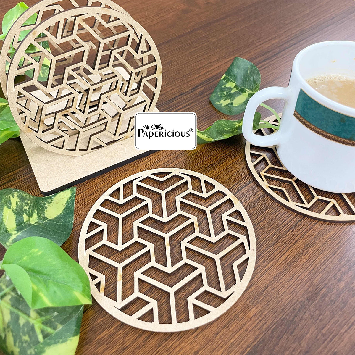 MDF Lasercut Coasters - Tiles Pattern