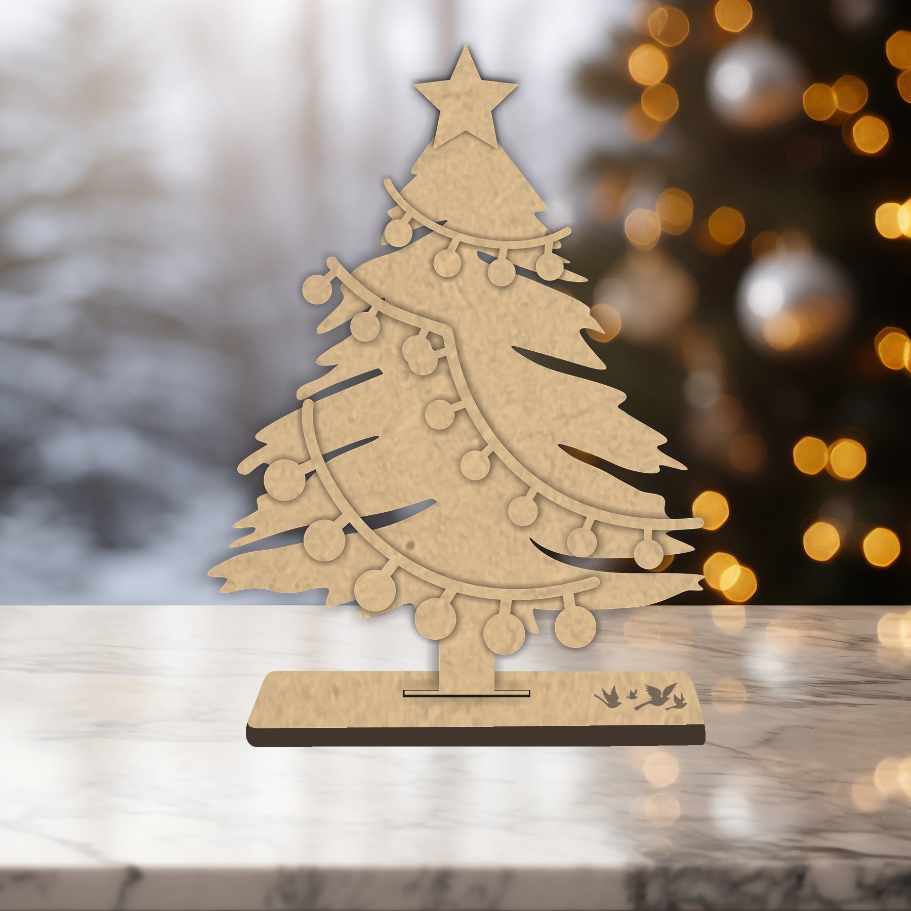 3D Premarked MDF- Lights on Xmas Tree