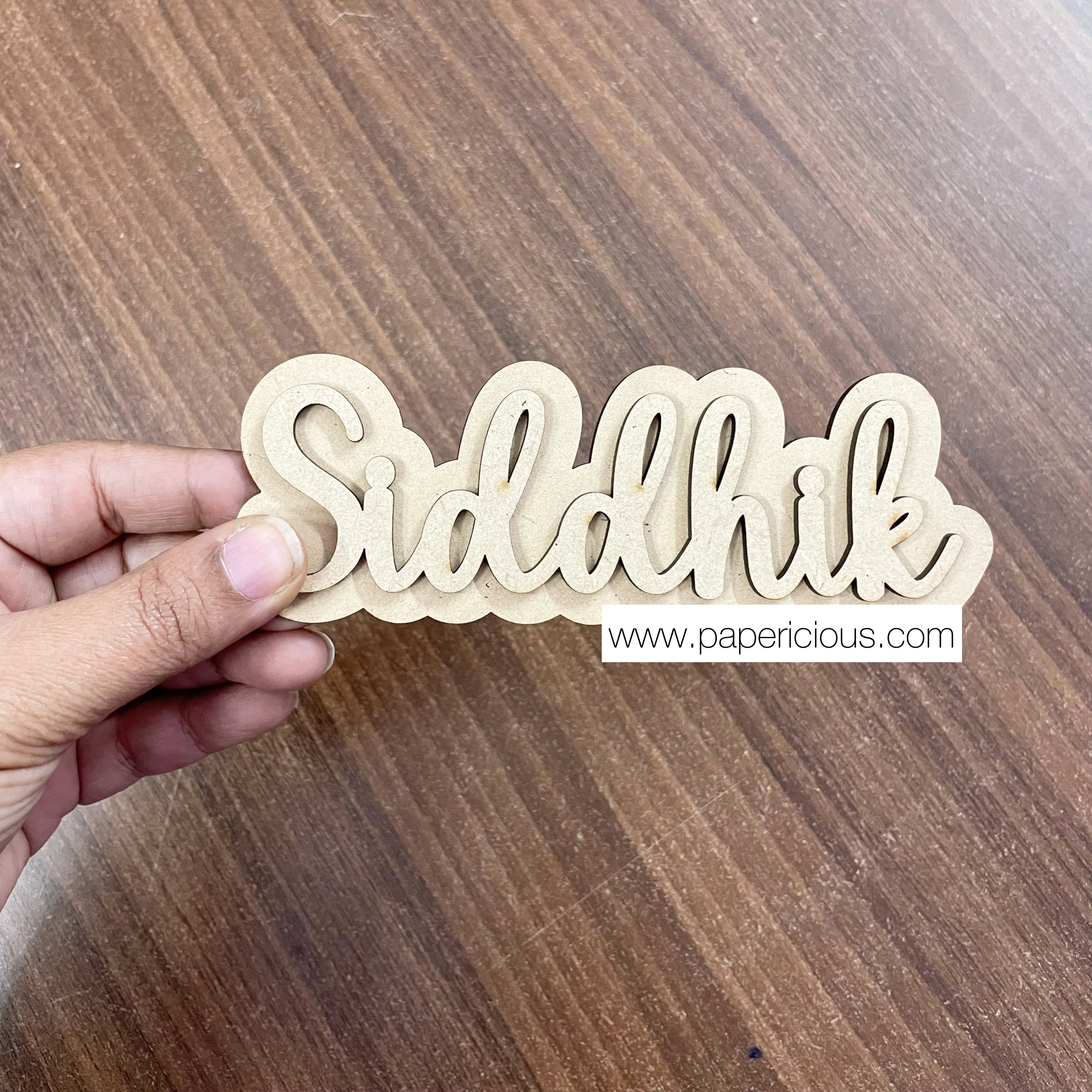Return Gift - 2 Layer Name Cutout (9mm thick & 5 inch long) - 6 pcs