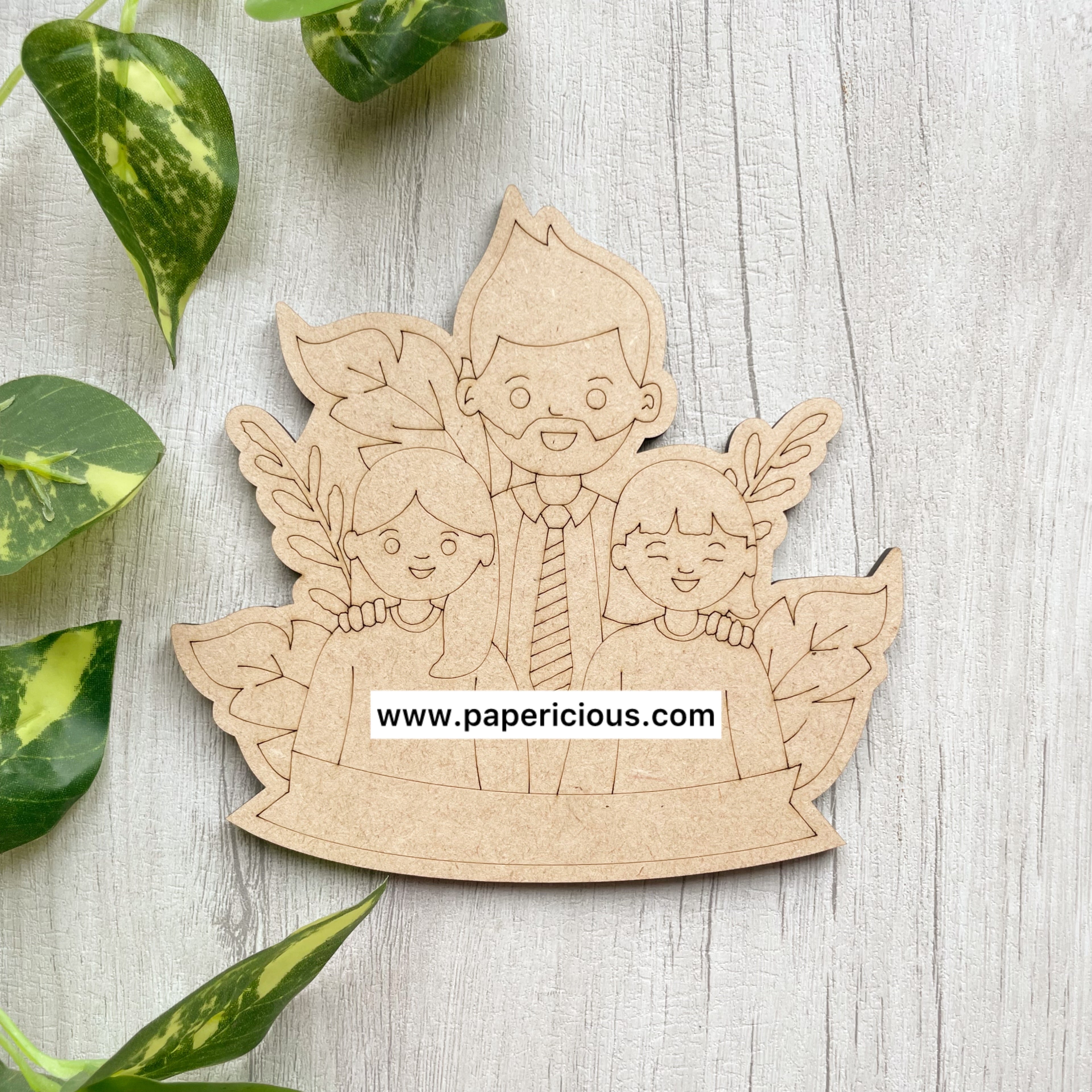 Pre Marked MDF Base -Dad and Children #2