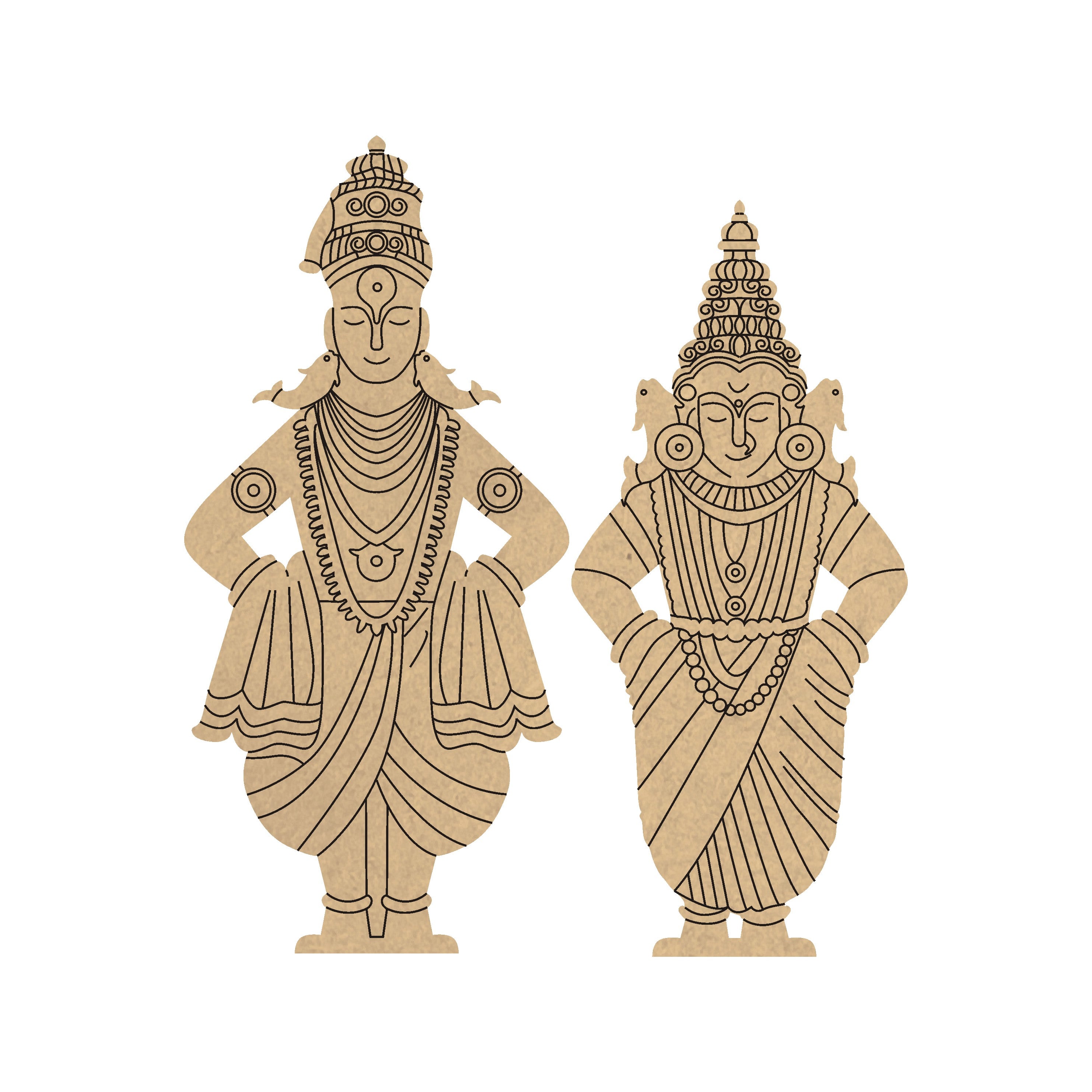 4mm thick Pre Marked MDF Base Shree Vitthal and Rukmani