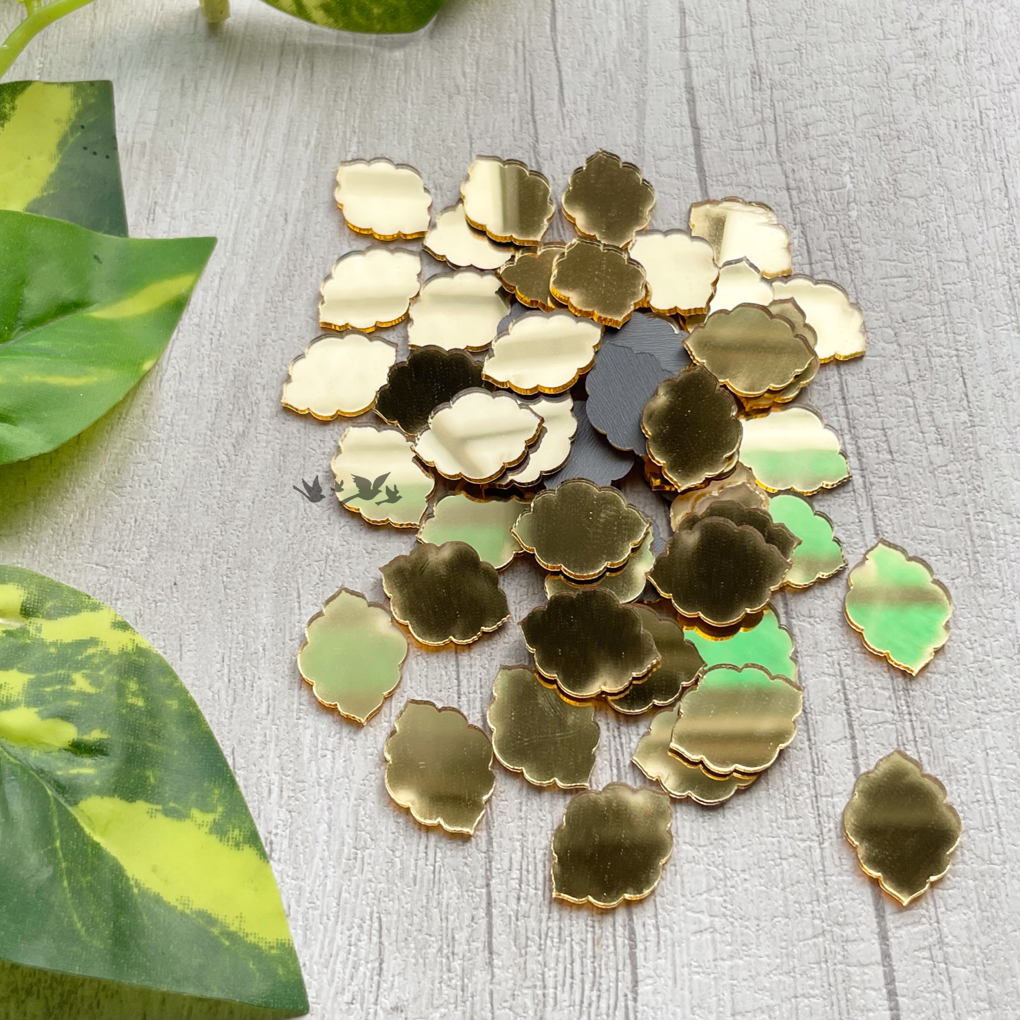 Acrylic Mirror Cutout - Golden Traditional Ornate (100 pc)