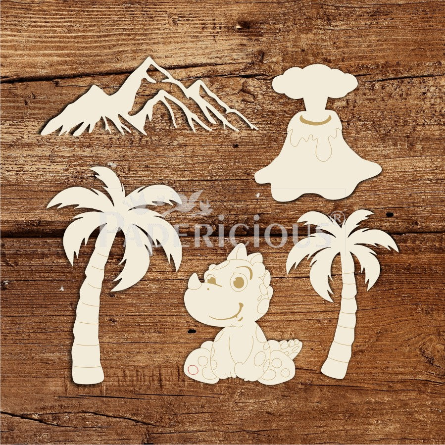 Dino Land - 6x6 Inch Laser Cut Collage Chipboard