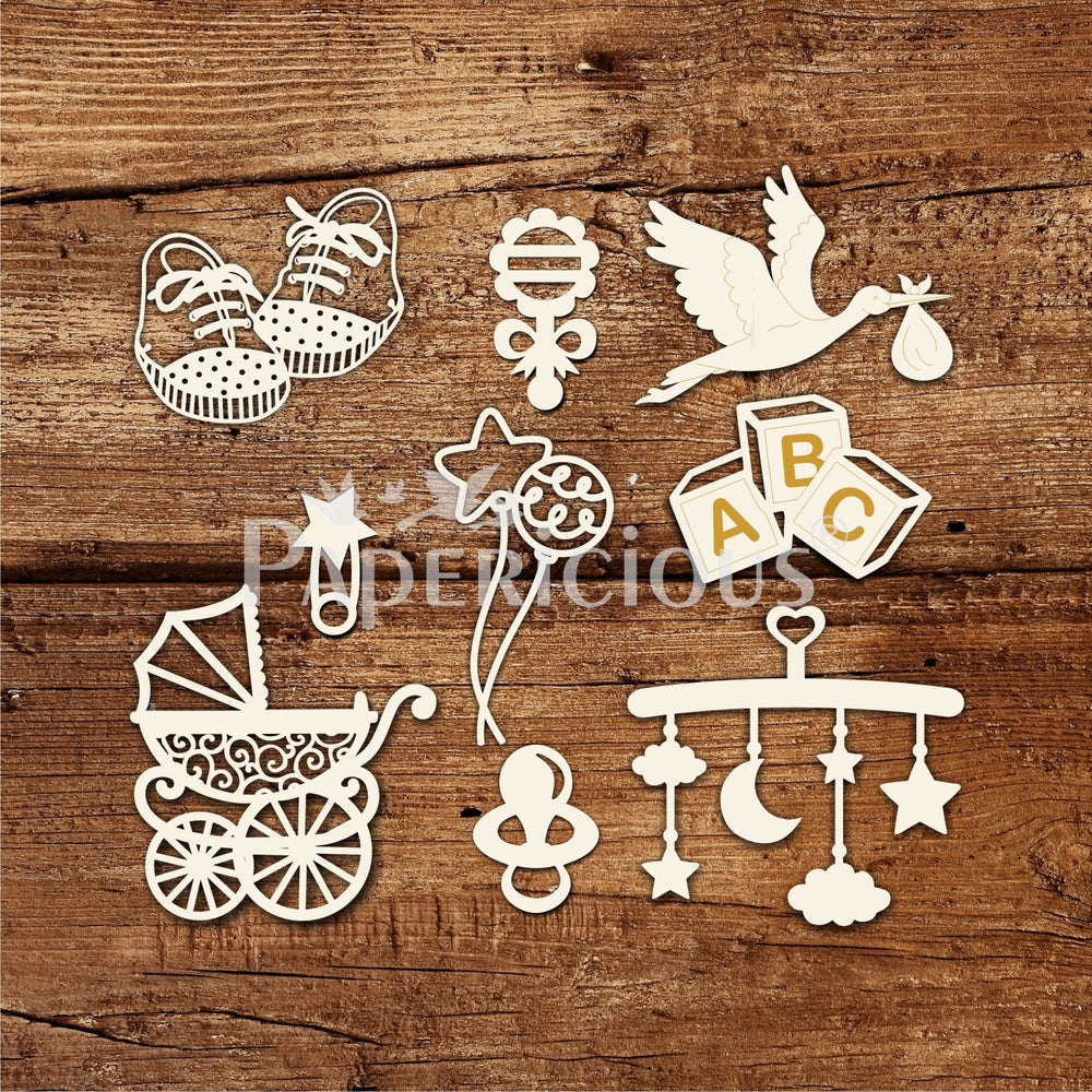 Crib Embellishments - 6x6 Inch Laser Cut Collage Chipboard