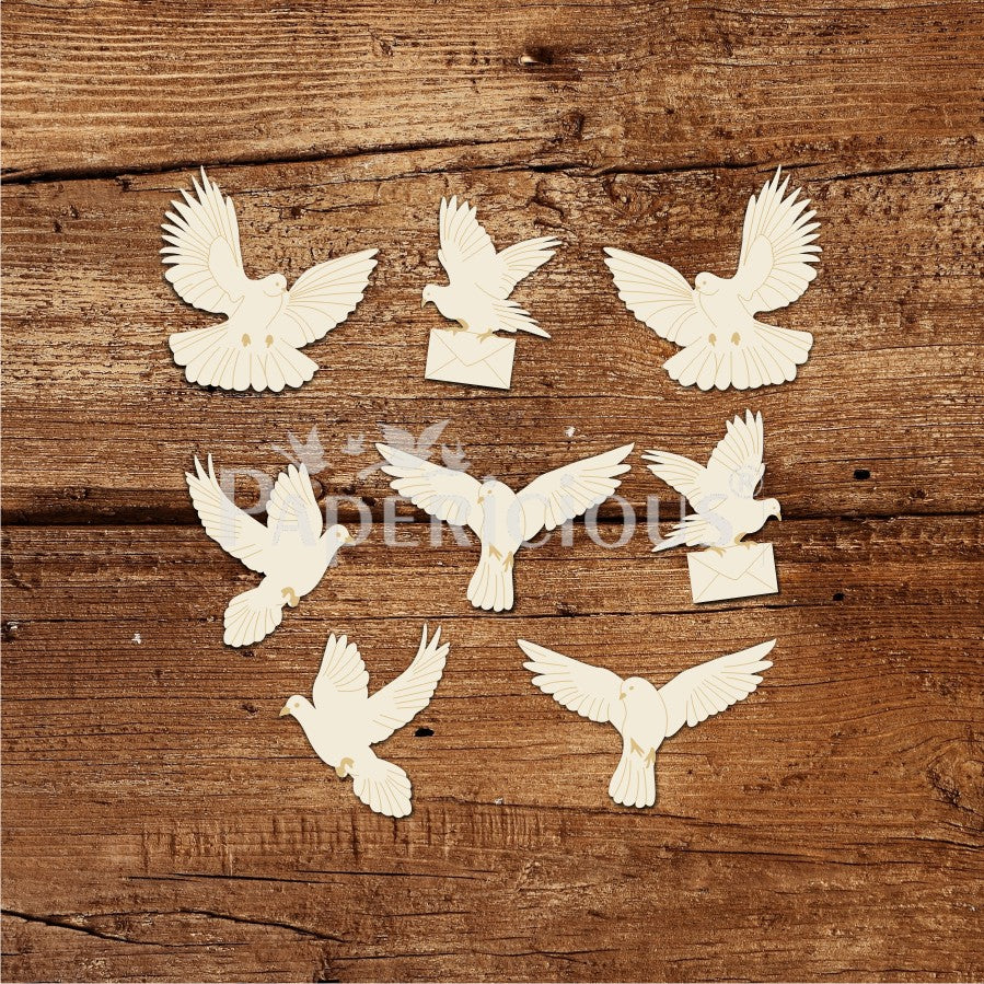 Engraved Birds - 6x6 Inch Laser Cut Collage Chipboard
