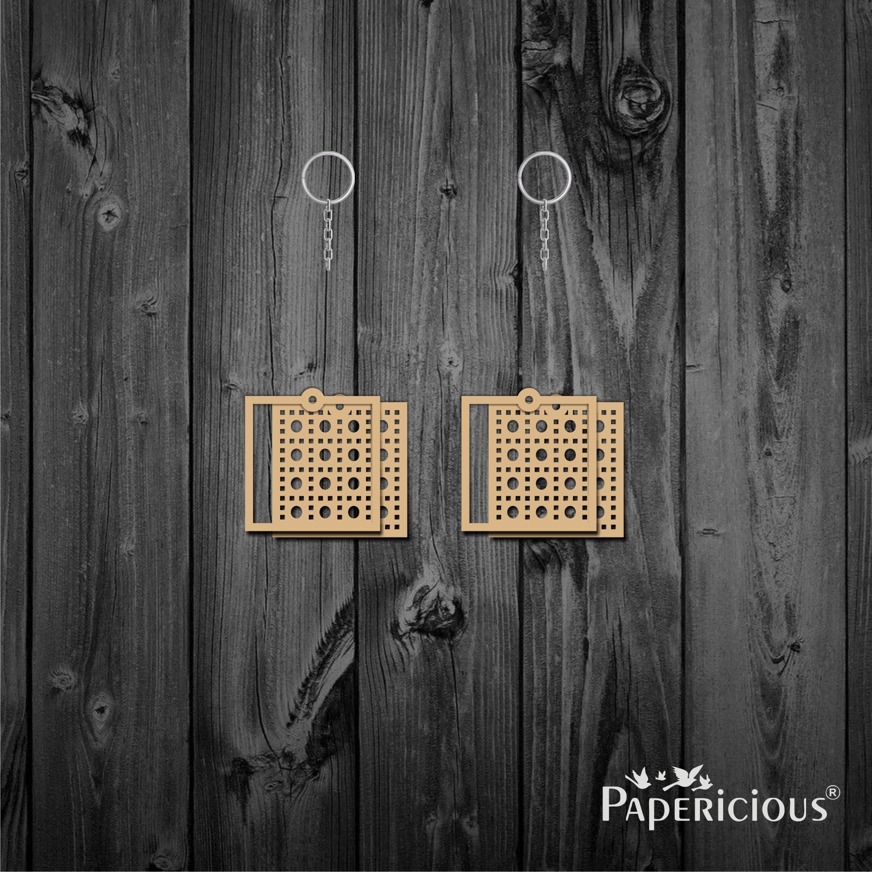 2 Layer Keyring Raw MDF Square