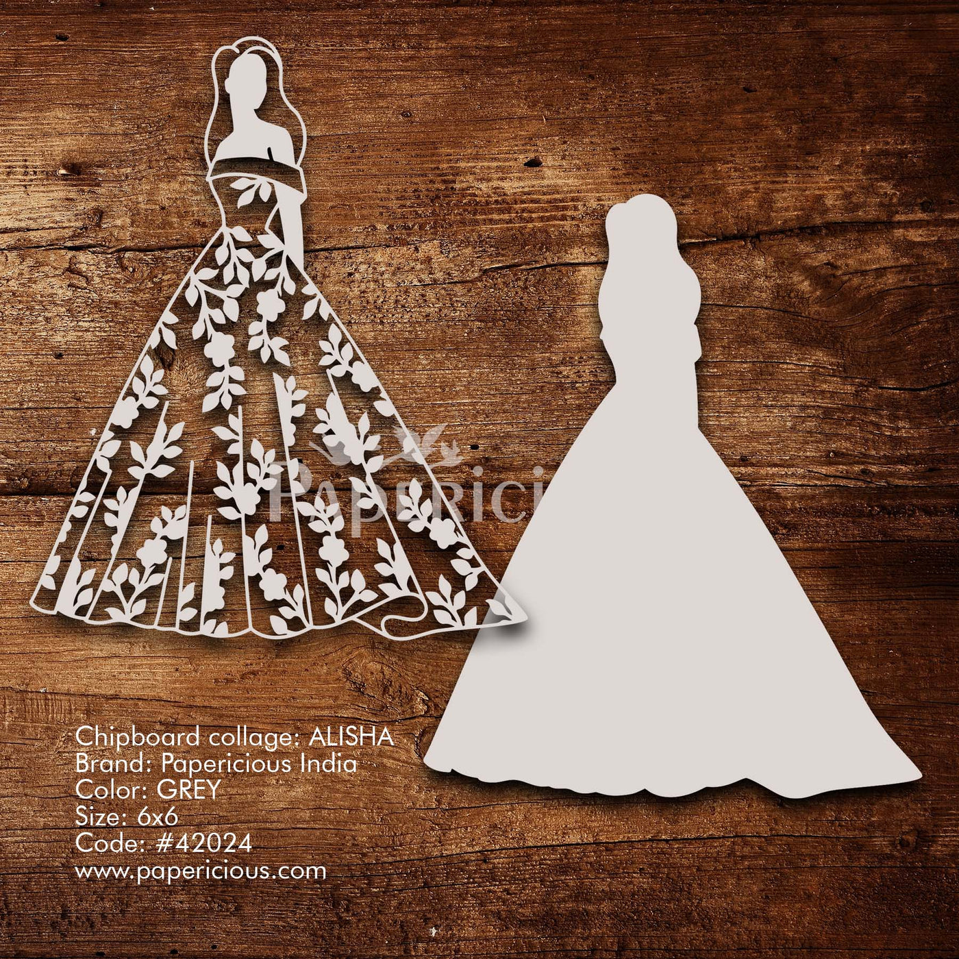 Alisha - 6x6 Inch Laser Cut Collage Chipboard (1.4mm)