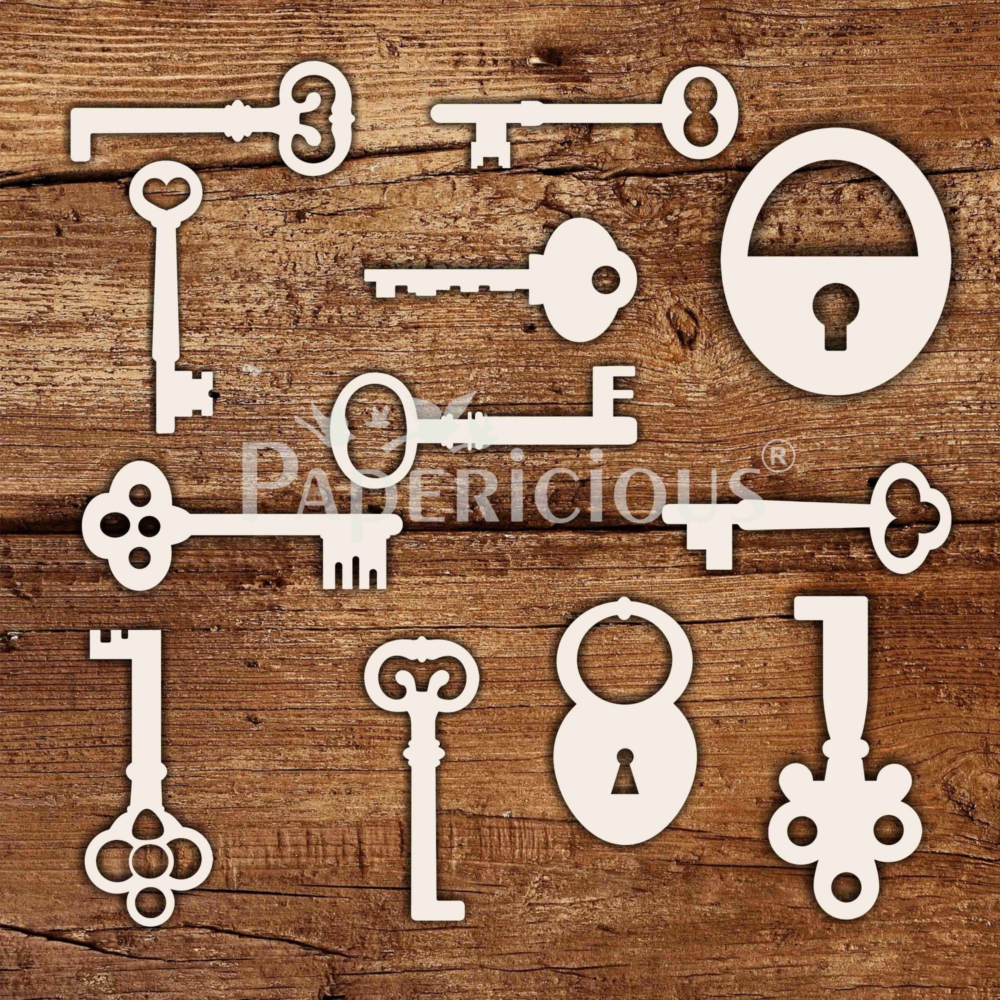 Keys - 6x6 Inch Laser Cut Collage Chipboard (1.4mm)