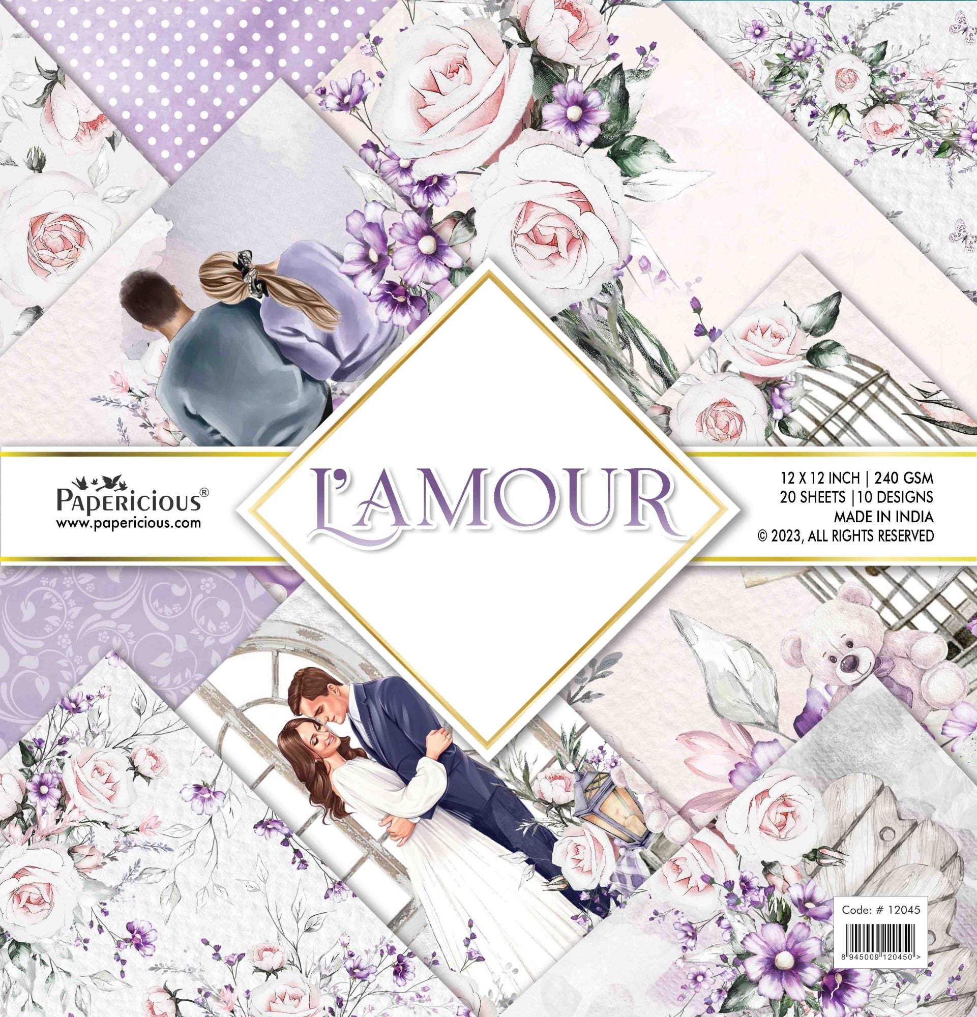 PAPERICIOUS - L'Amour - Designer Pattern Printed Scrapbook Papers 12x1