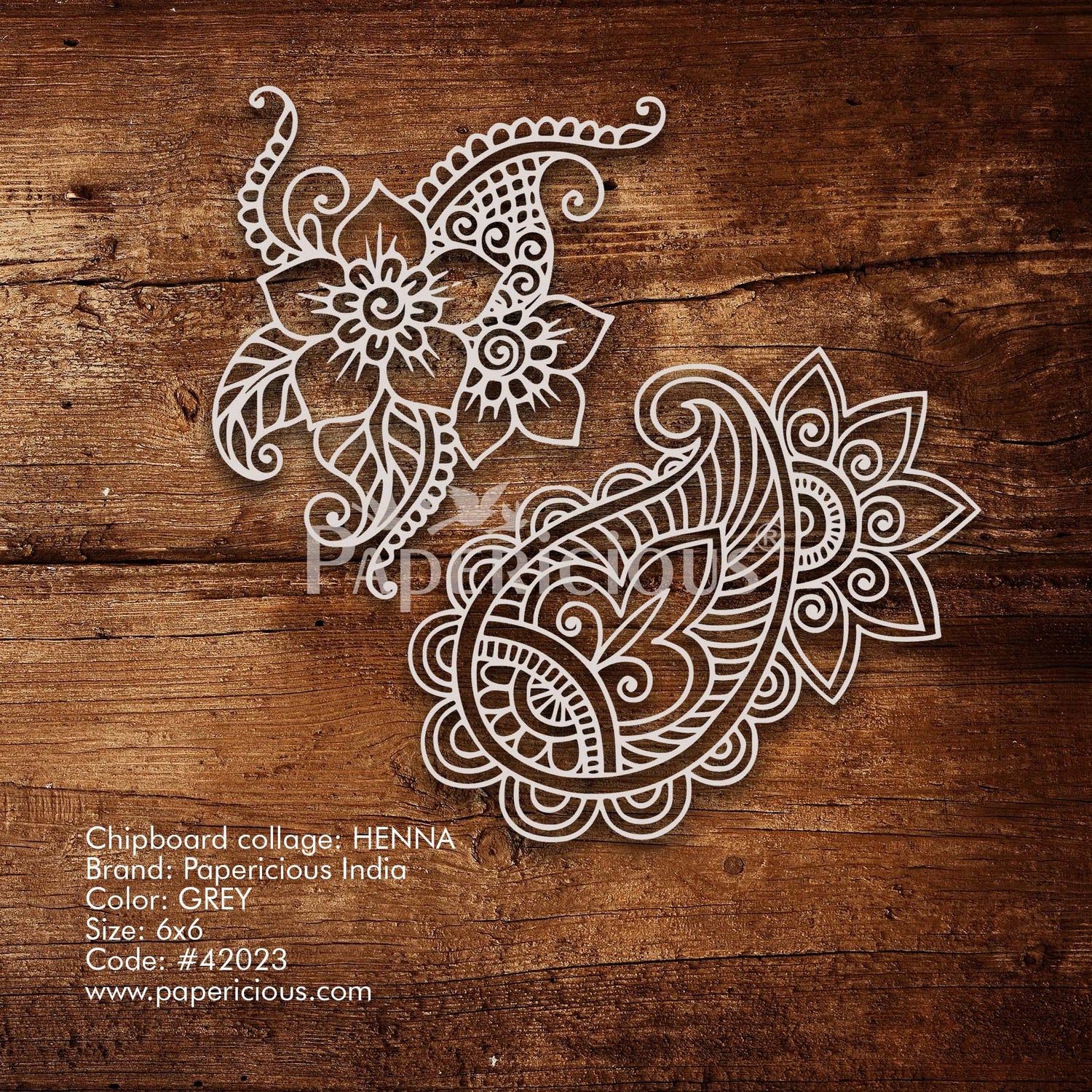Heena - 6x6 Inch Laser Cut Collage Chipboard (1.4mm)