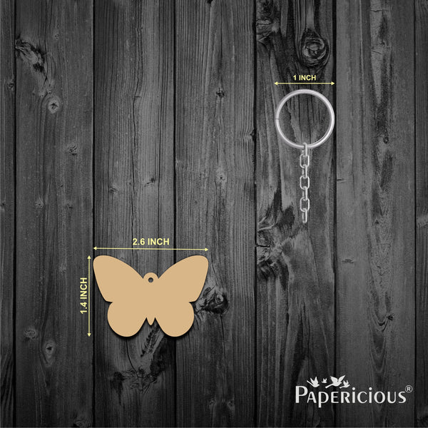 Keyring Raw MDF Butterfly