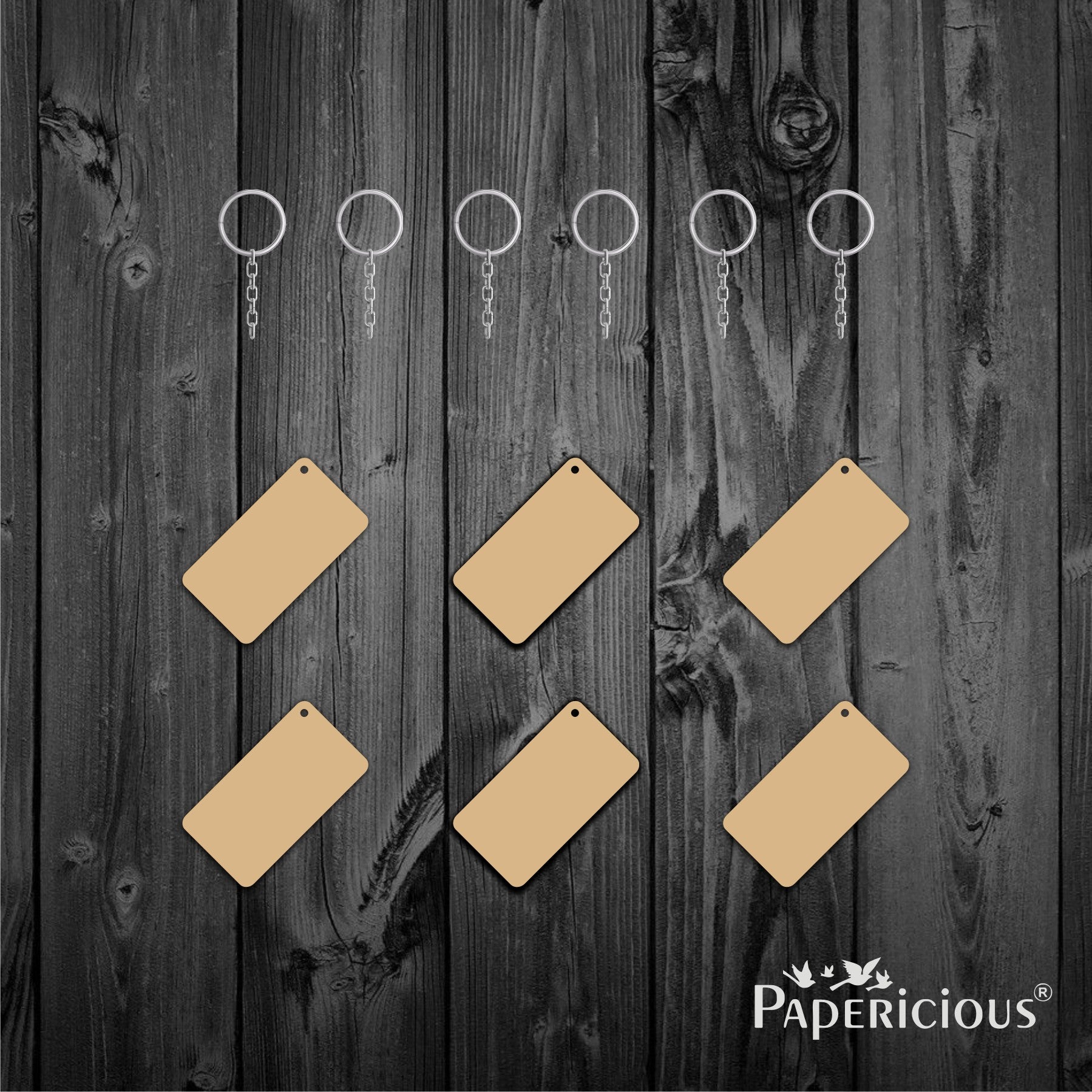 Keyring Raw MDF Rectangle