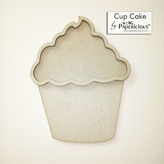 Laser Cut 3D Shaker Chipboard (1.4mm) - Cup cake