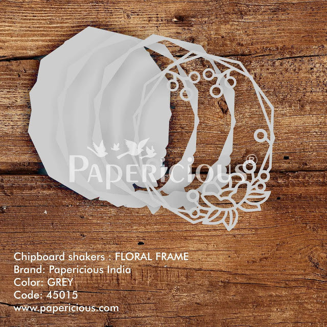 Laser Cut 3D Shaker Chipboard (1.4mm) - Floral Frame