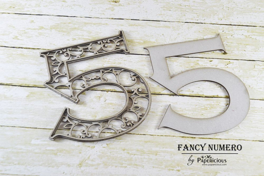 Number 5 (Five) - Laser Cut AlphaNumerals Chipboard (1.4mm)