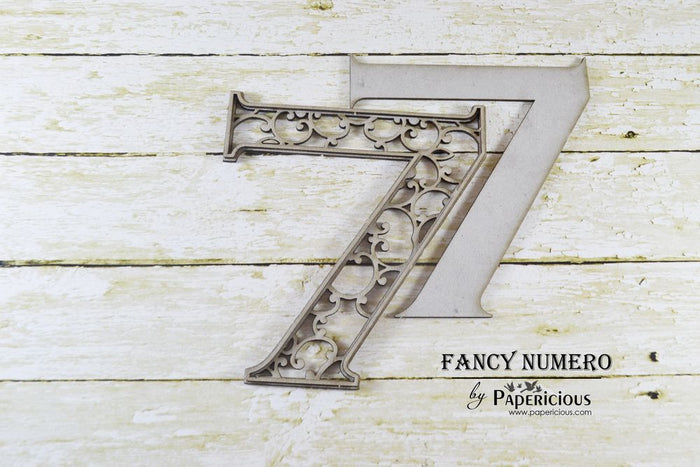 Number 7 (Seven) - Laser Cut AlphaNumerals Chipboard (1.4mm)