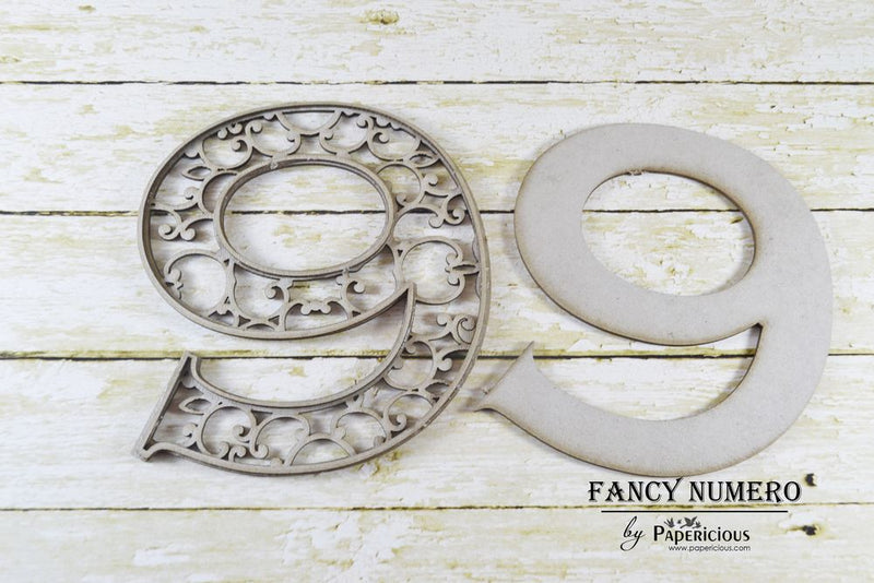 Number 9 (Nine) - Laser Cut AlphaNumerals Chipboard (1.4mm)
