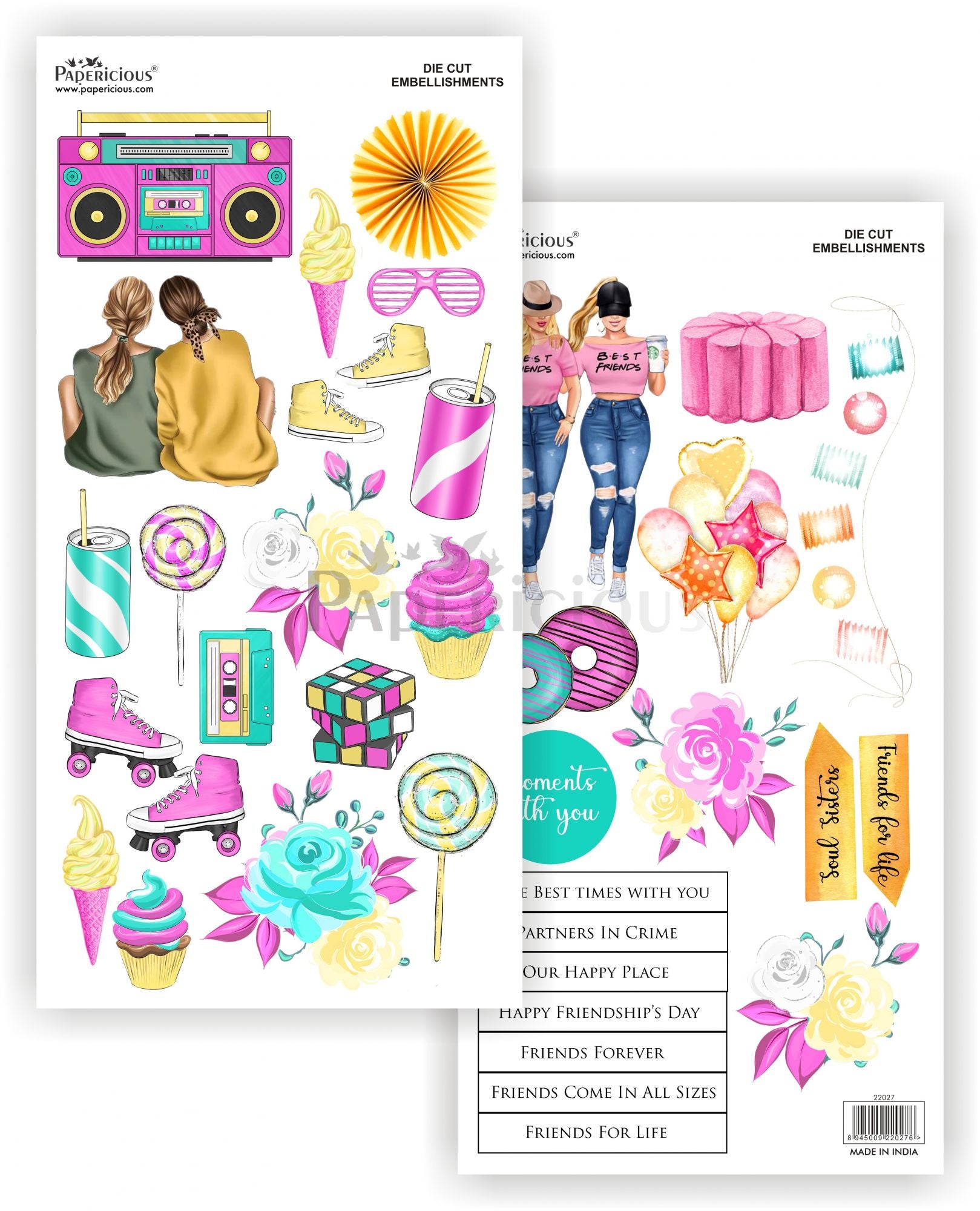 Papericious - Dear Friend - Die Cut Embellishments - Motif Sheet