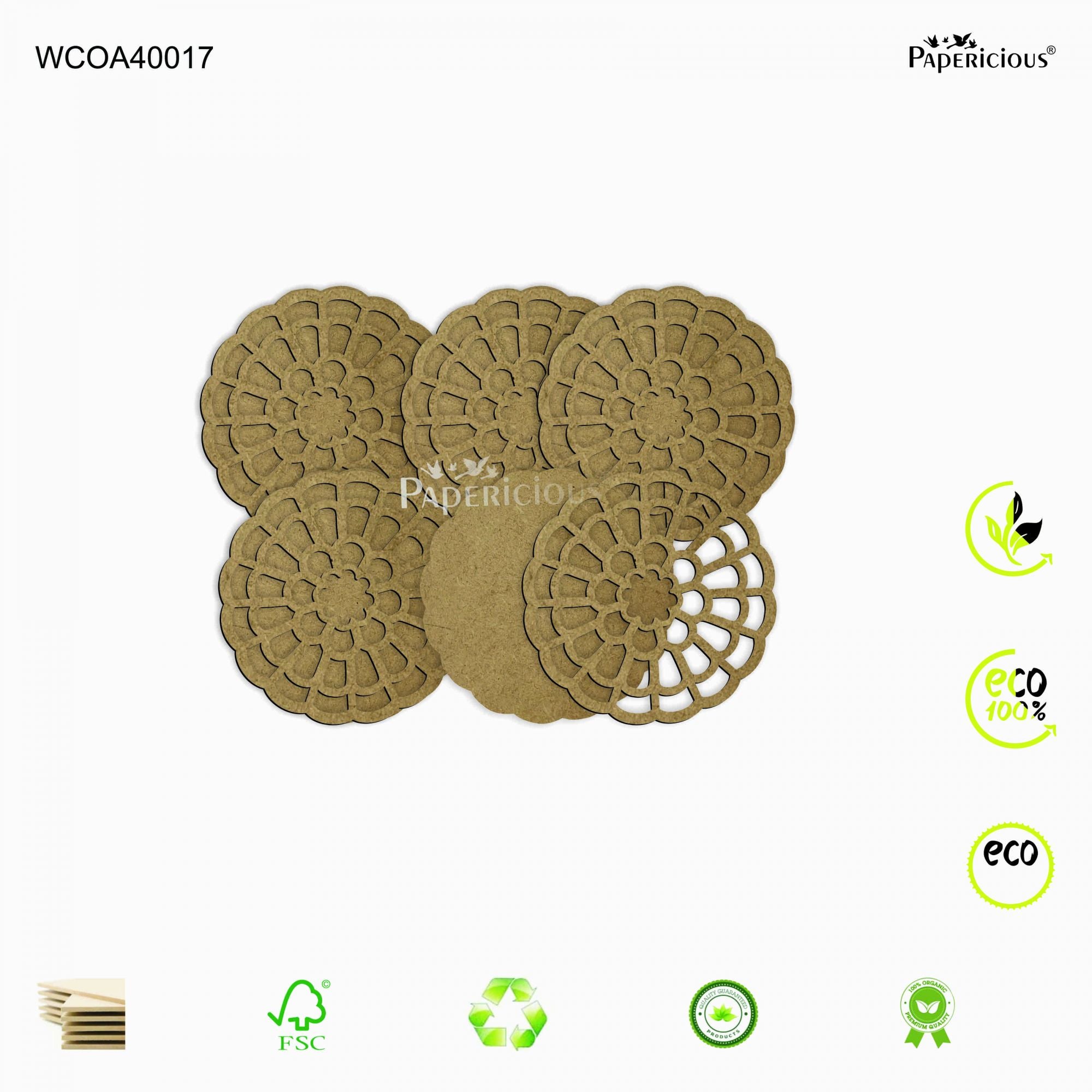 PAPERICIOUS Laser Cut Coasters - Half Tear Curve - 3.75 x3.75 inch