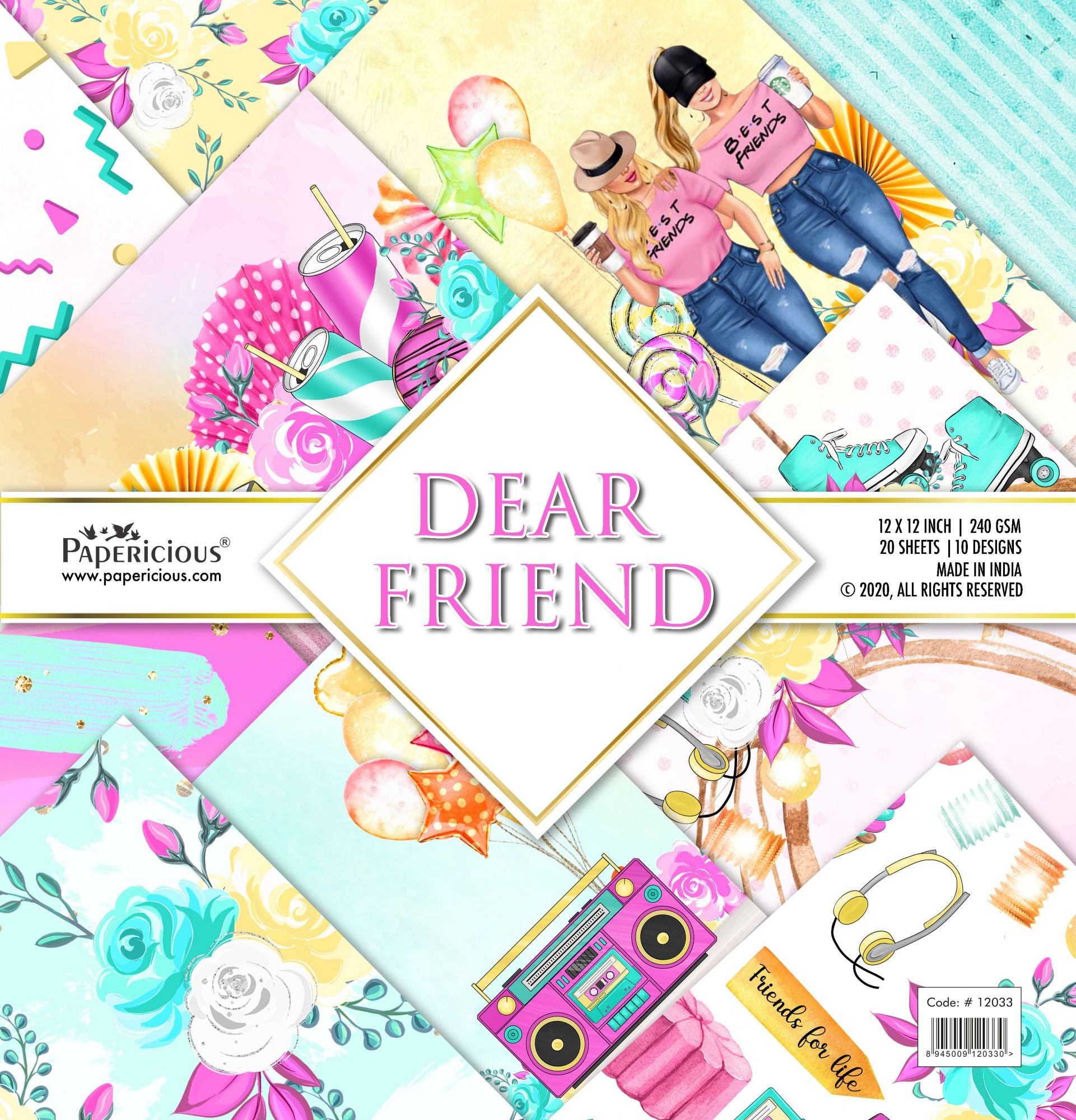 PAPERICIOUS - Dear Friend - Designer Pattern Printed Scrapbook Papers