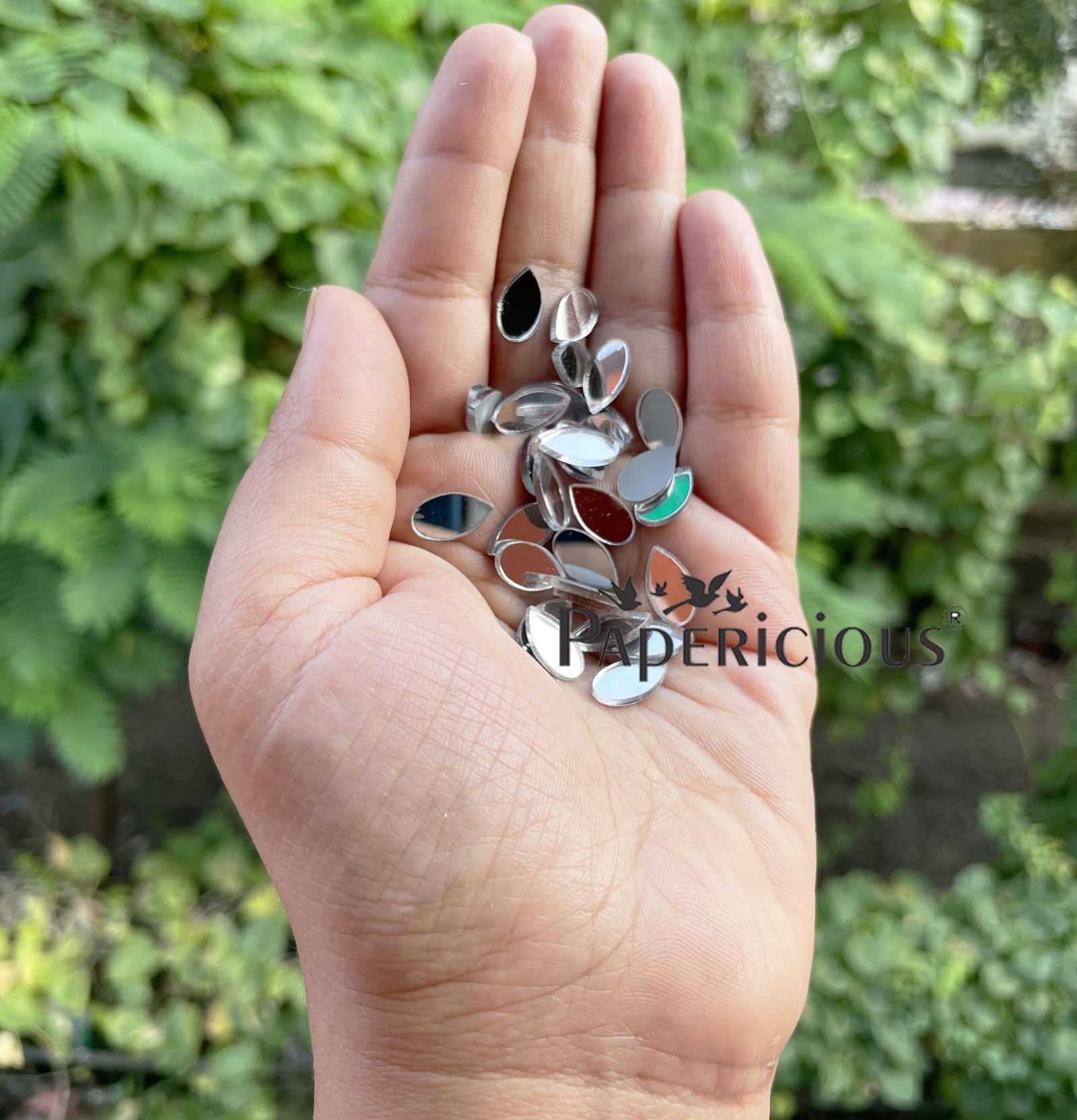 Acrylic Lippan Art Silver Mirror Cutouts - Tear Drop