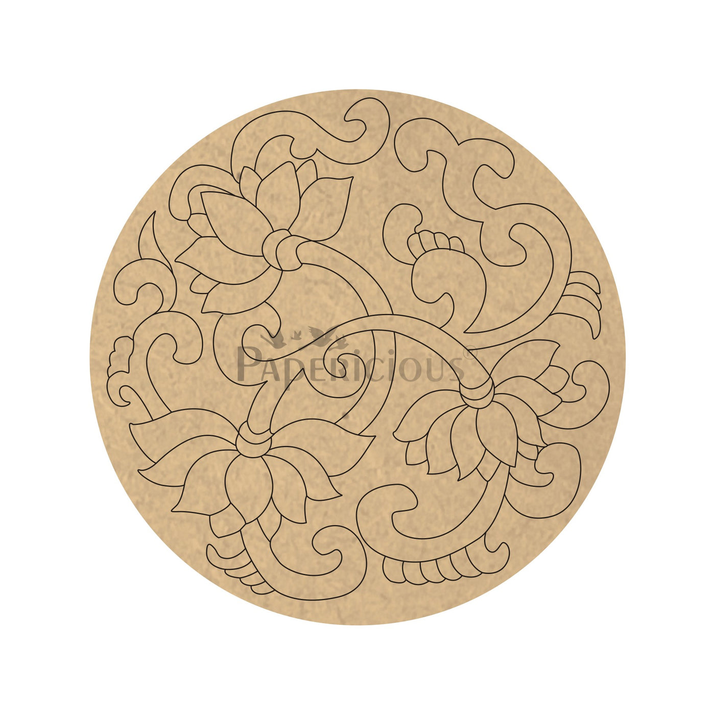 PAPERICIOUS 4mm thick Pre Marked MDF Base Round Mandala Flower Engravi